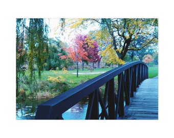 Acrylic Painting Autumn Bridge Landscape - Etsy