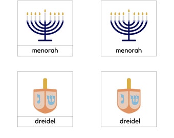 Hanukkah Festival of Lights Montessori Nomenclature 3-part Cards ...