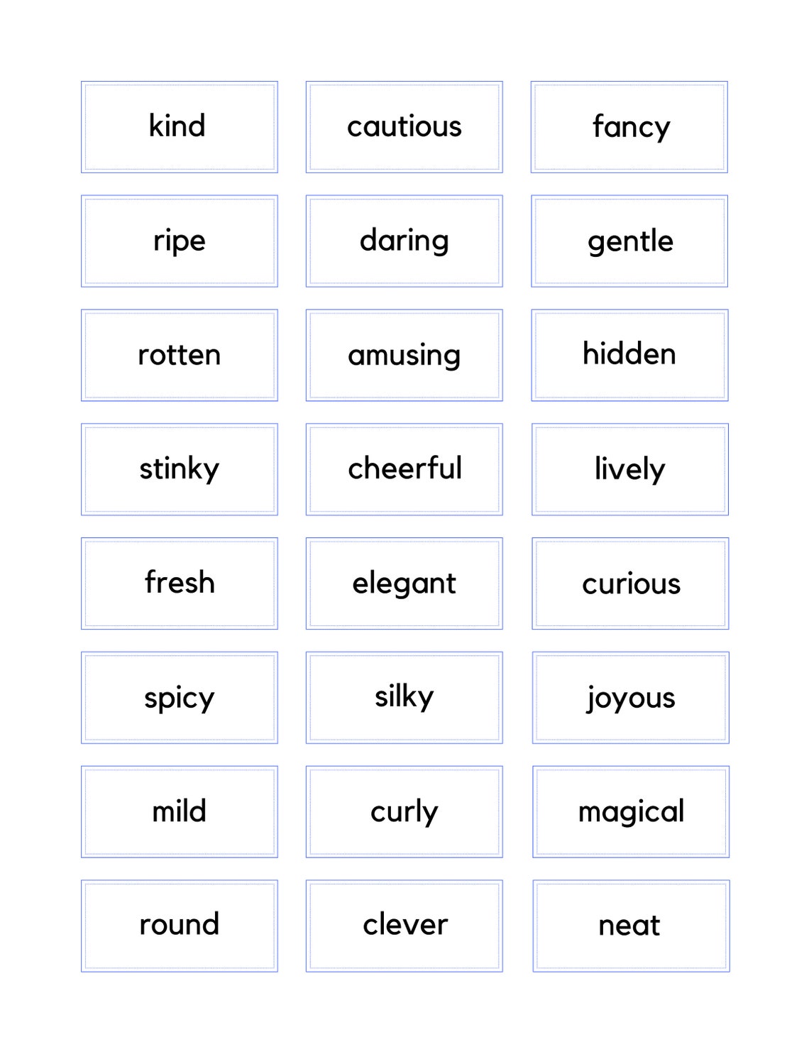Montessori Adjective Game/printable Nouns and Adjectives - Etsy