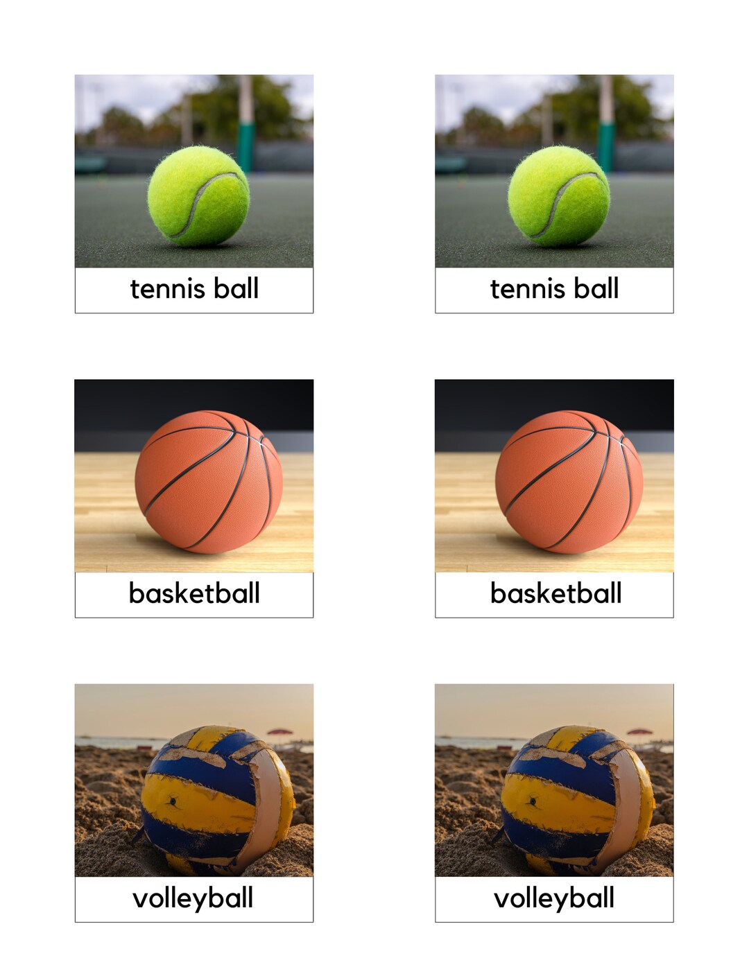 Montessori Sports 3 Part Cards/montessori Cards/printable - Etsy