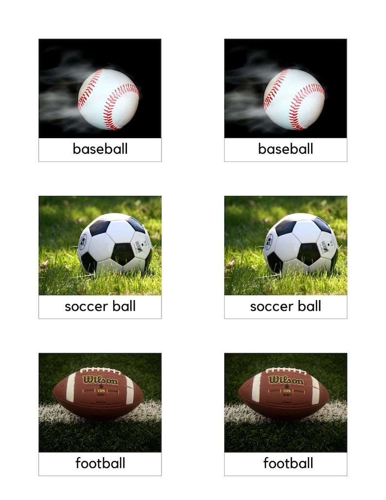 Montessori Sports 3 Part Cards/montessori Cards/printable - Etsy