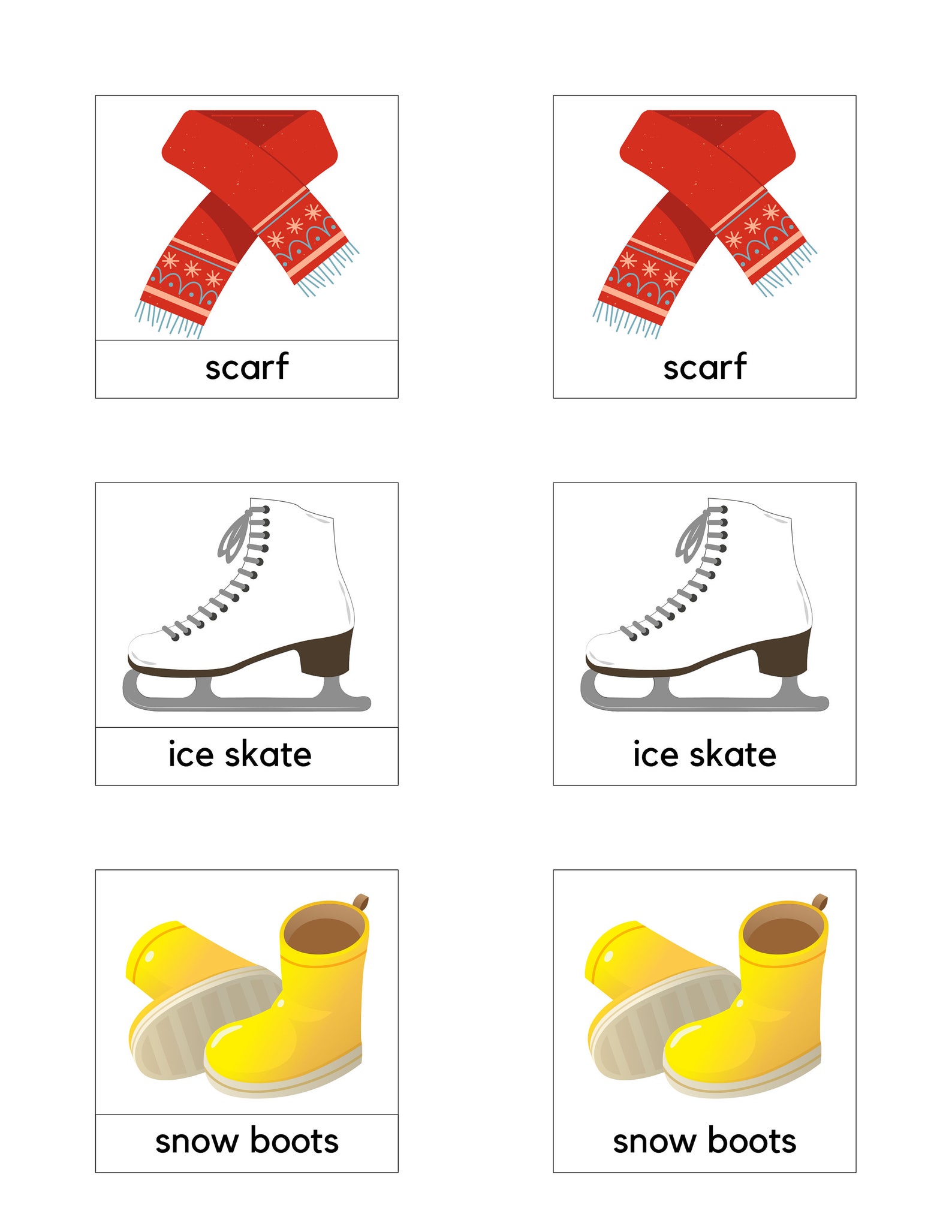 Montessori Snow Day 3 Part Cards/winter Printable/montessori Cards - Etsy