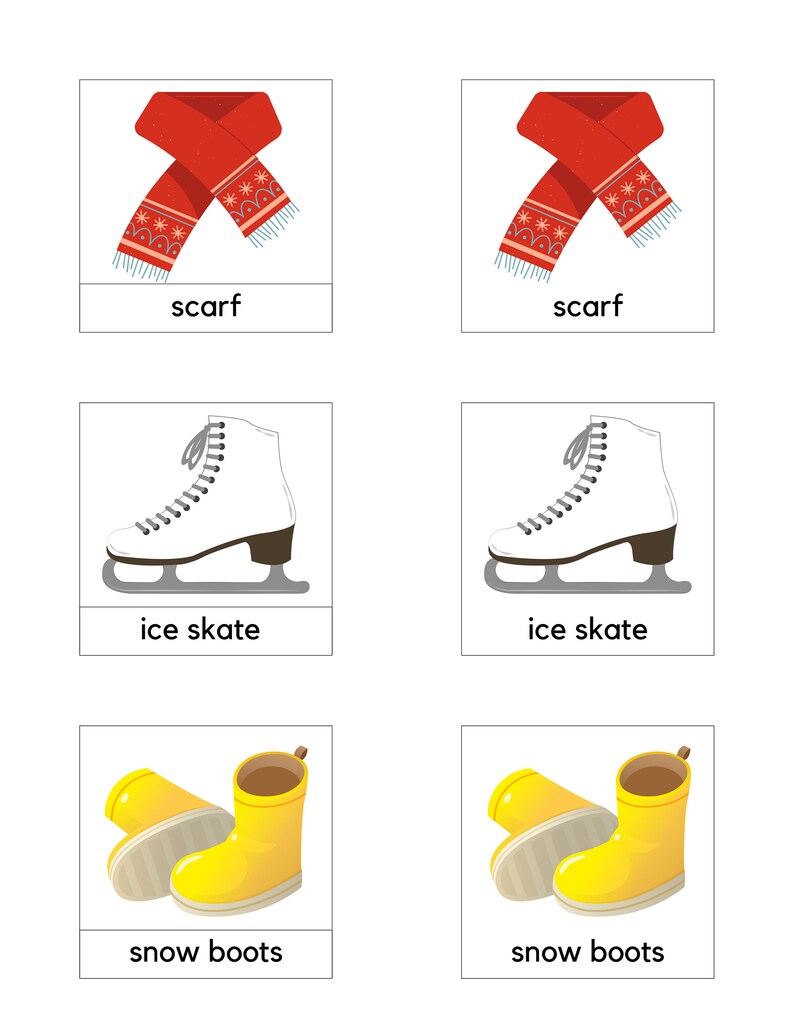 Montessori Snow Day 3 Part Cards/winter Printable/montessori Cards - Etsy