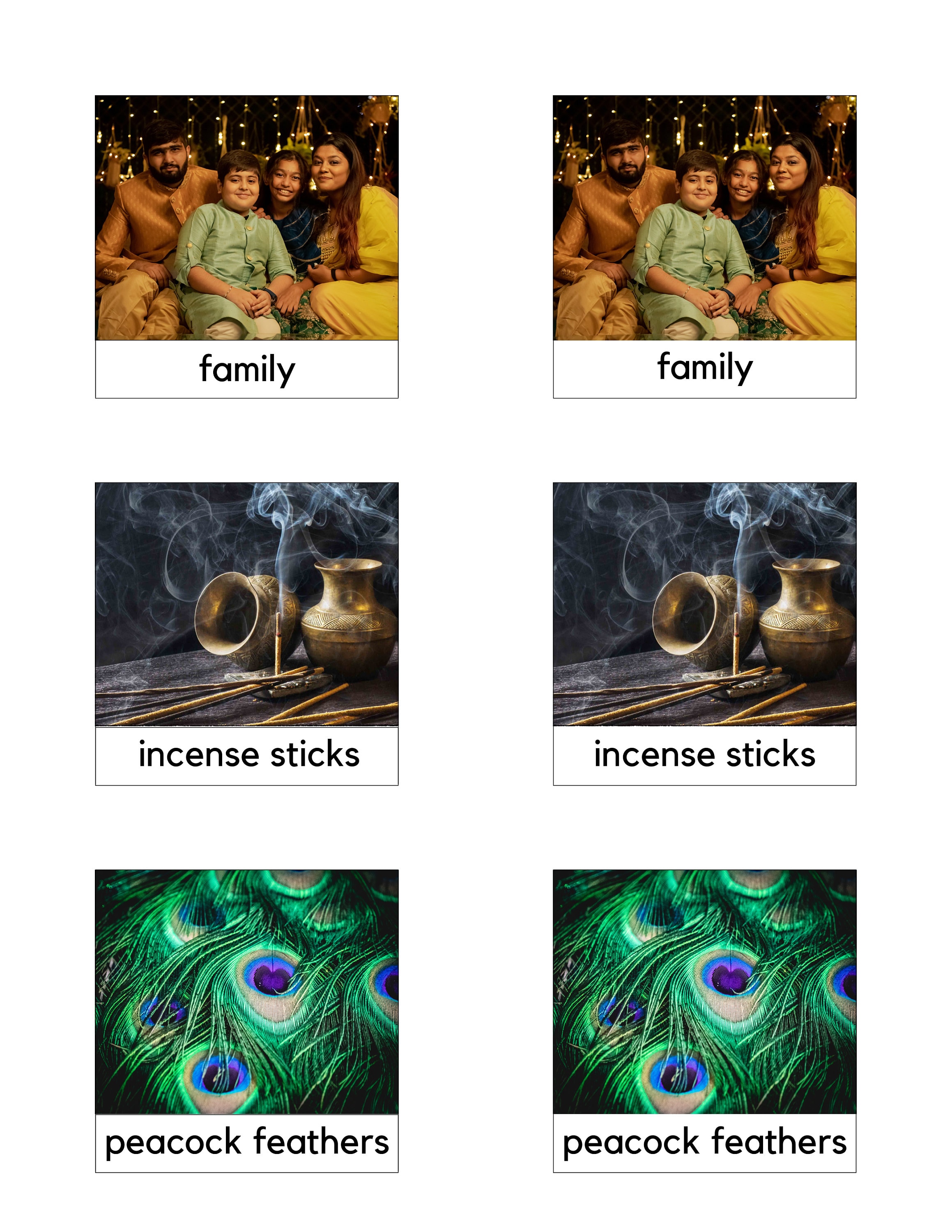 Montessori Diwali 3 Part Cards/ Printable Language Cards - Etsy