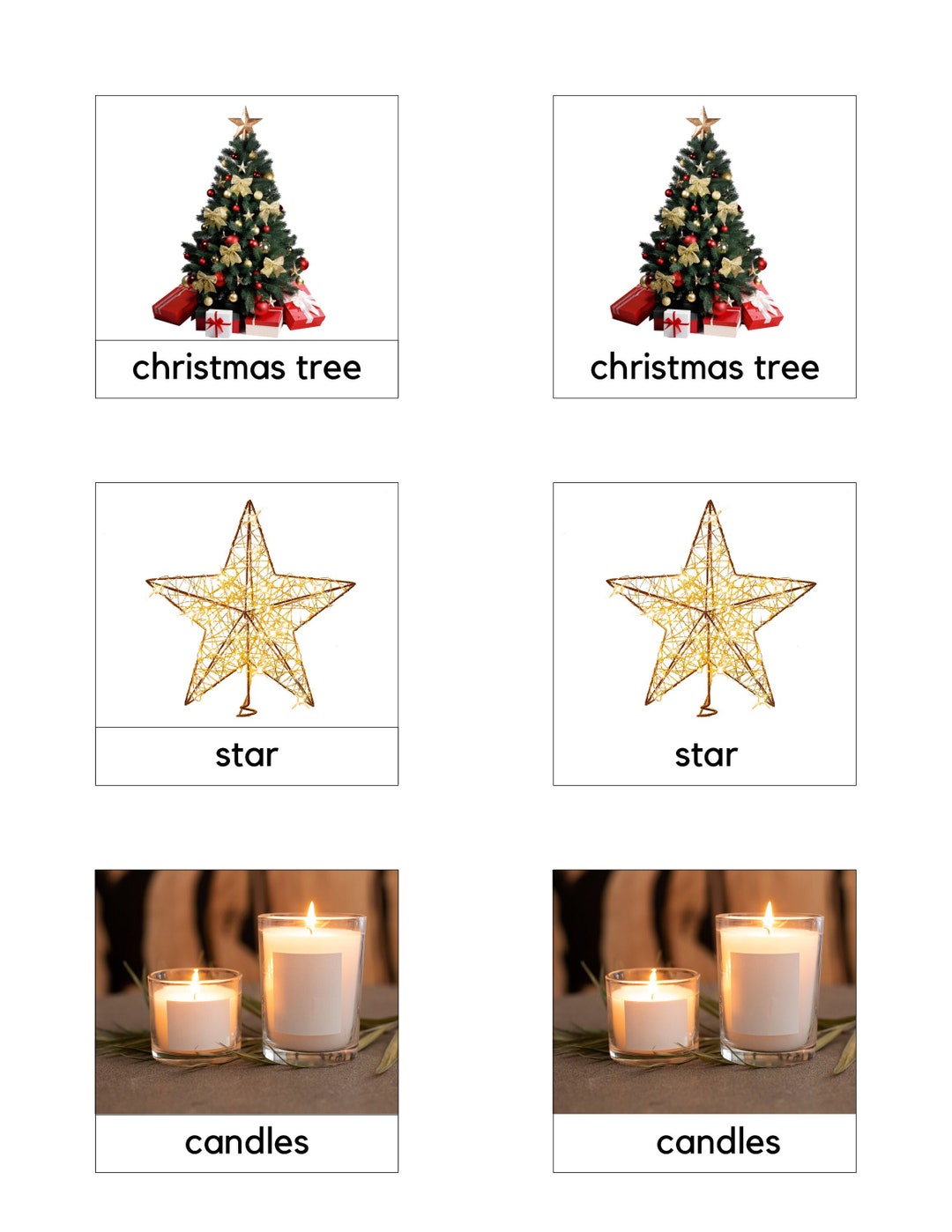 Montessori Christmas 3 Part Cards/ Montessori Printable - Etsy