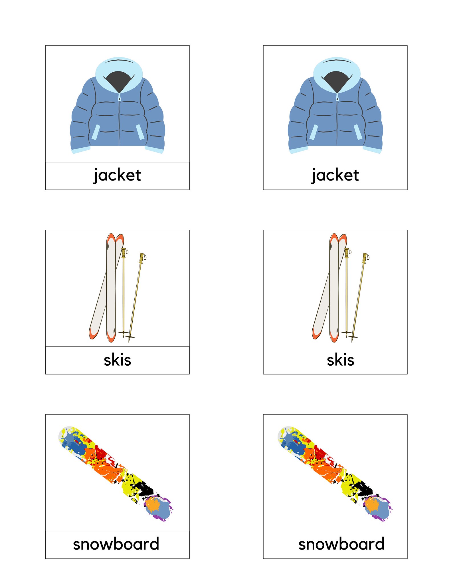 Montessori Snow Day 3 Part Cards/winter Printable/montessori Cards - Etsy