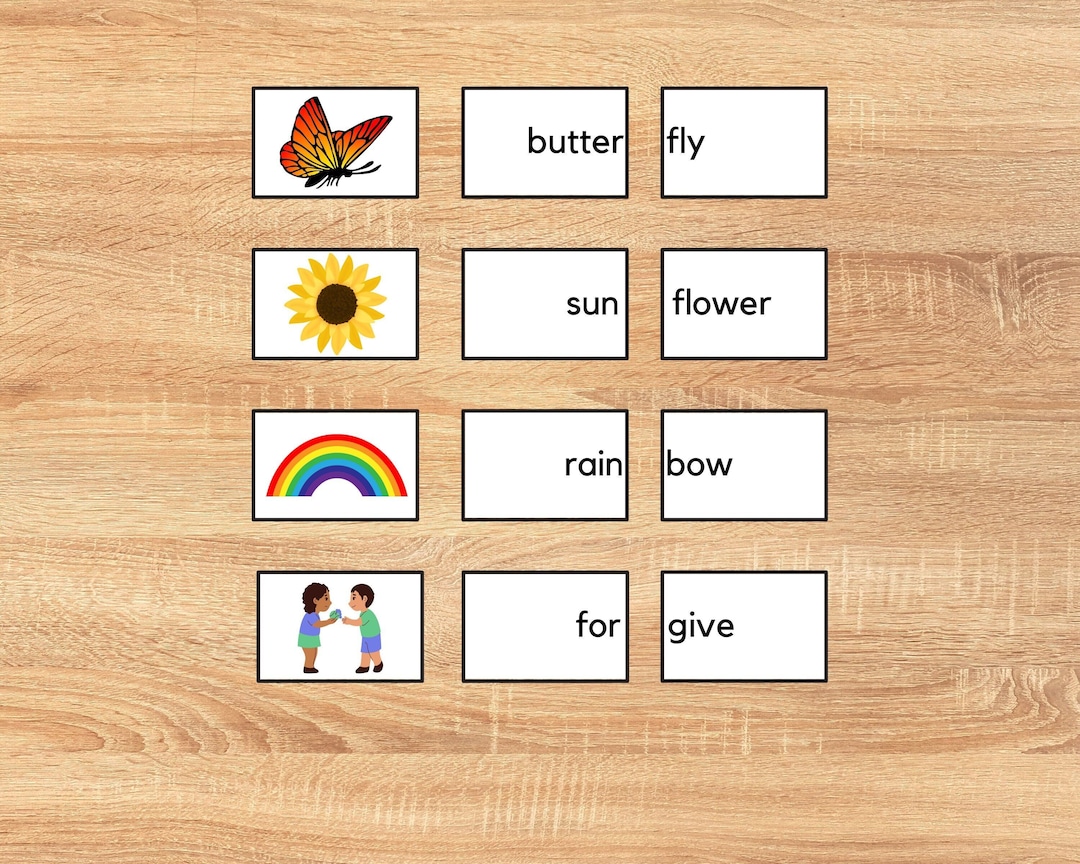 Montessori Compound Words/montessori Printable/compound Words and ...