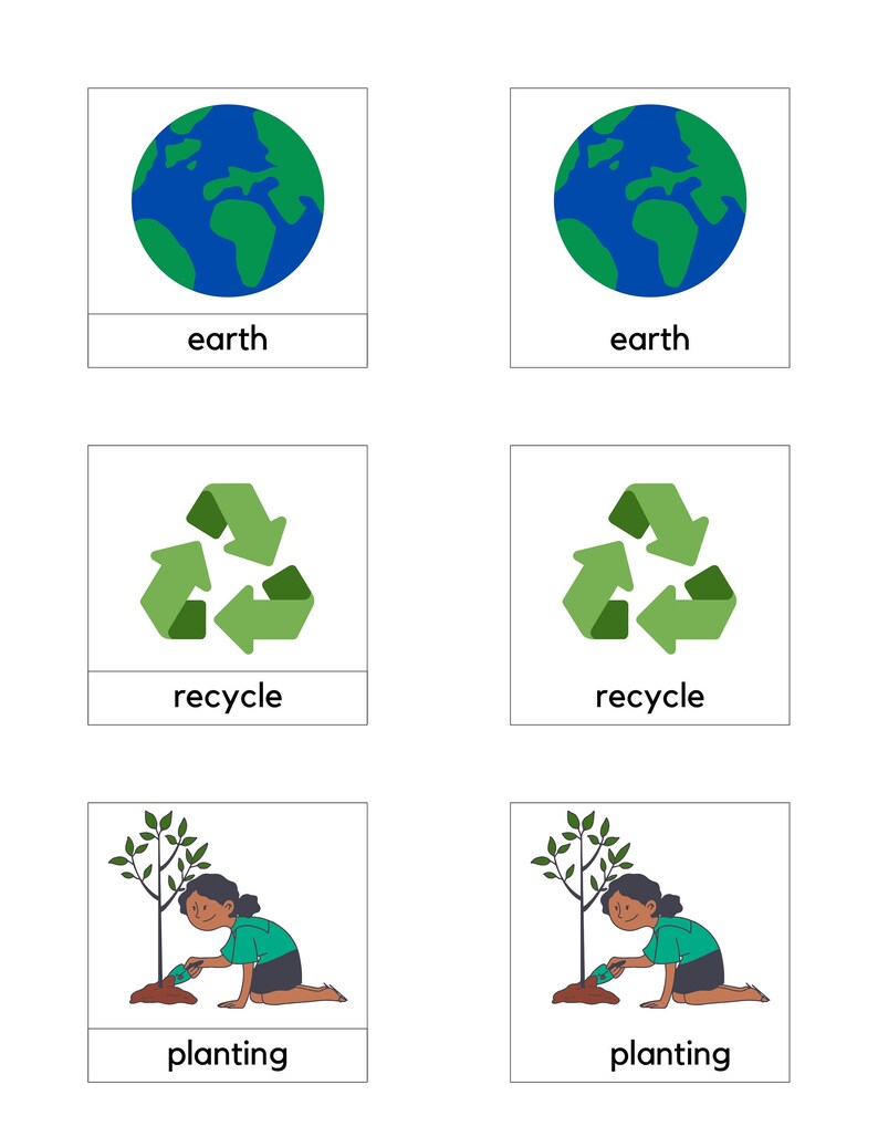 Earth Day/montessori 3 Part Cards - Etsy