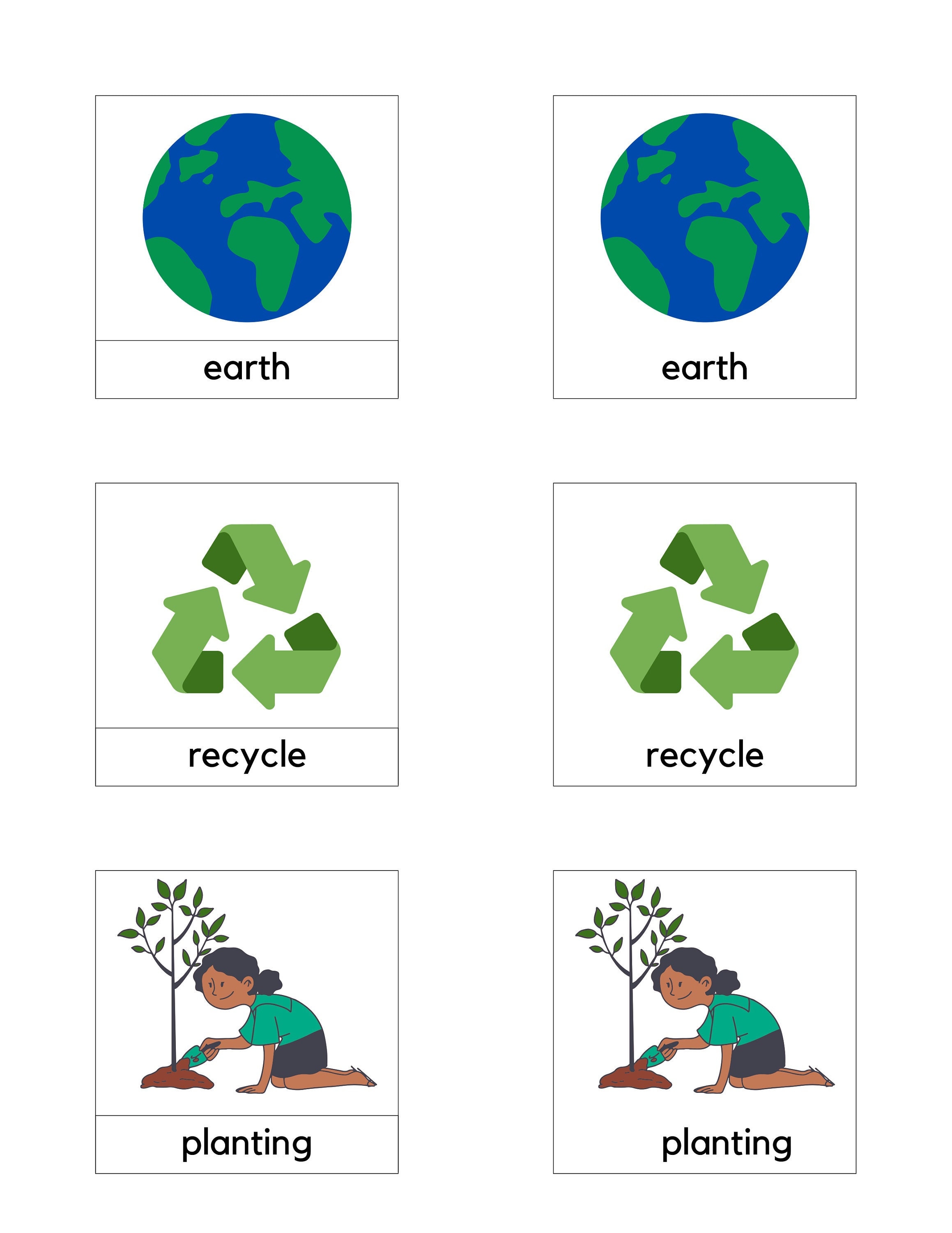 Earth Day/montessori 3 Part Cards - Etsy