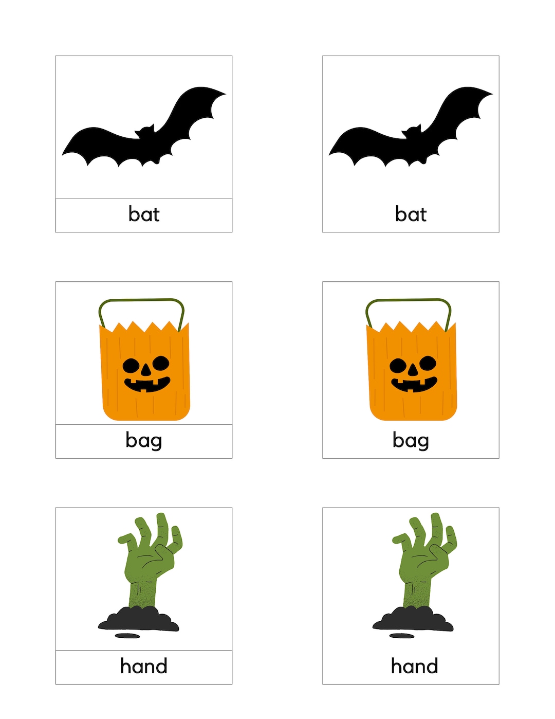 Halloween 3 Part Cards/ Phonetic Montessori Language Cards - Etsy