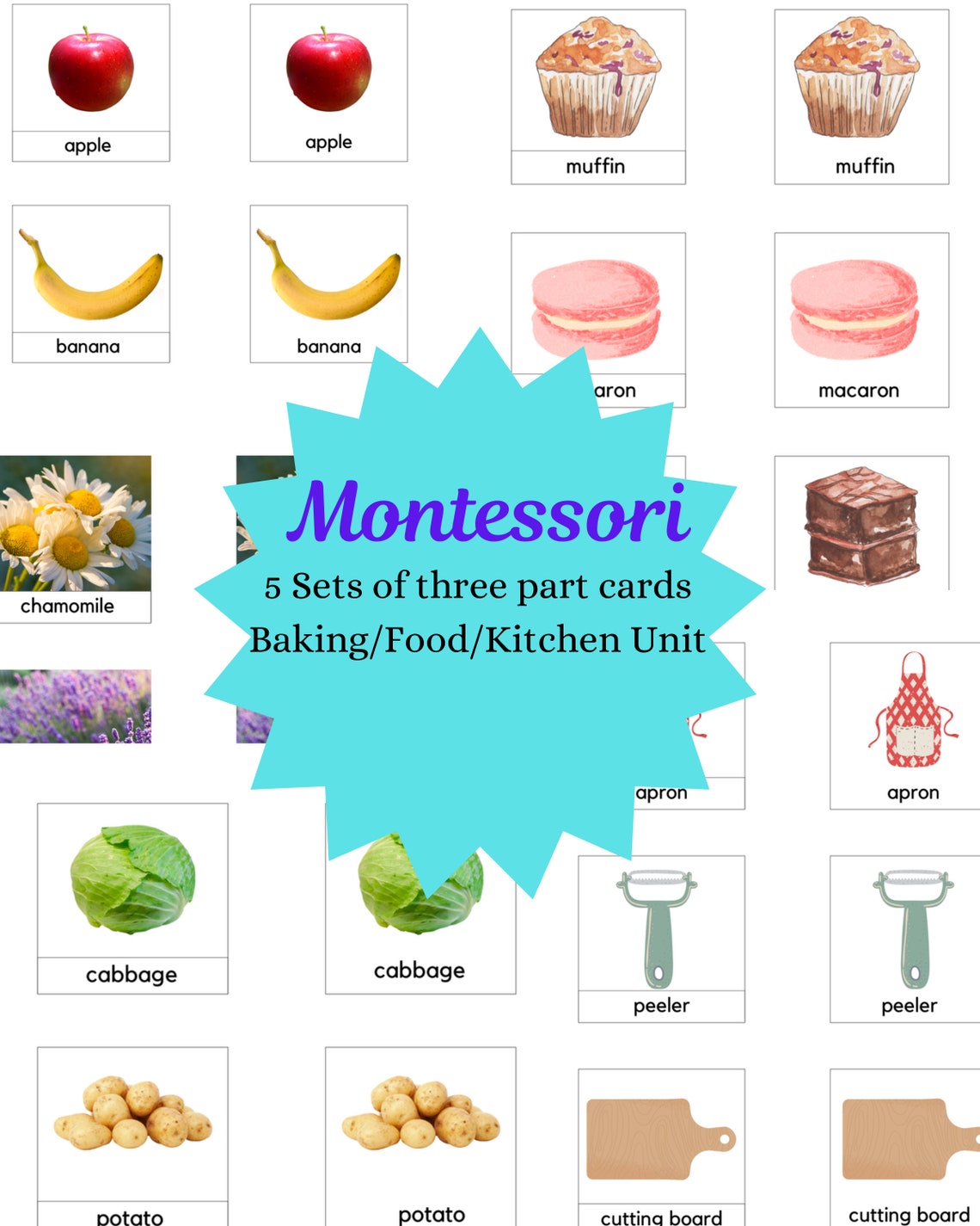 Montessori Baking/food Unit/3 Part Cards - Etsy