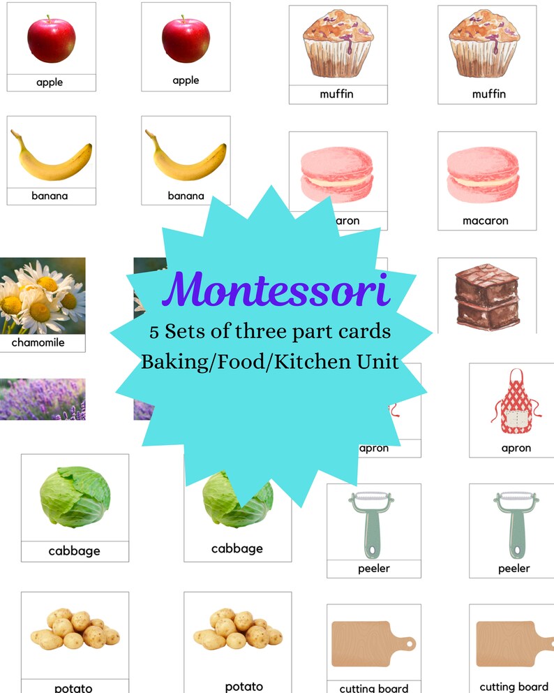 Montessori Baking/food Unit/3 Part Cards - Etsy