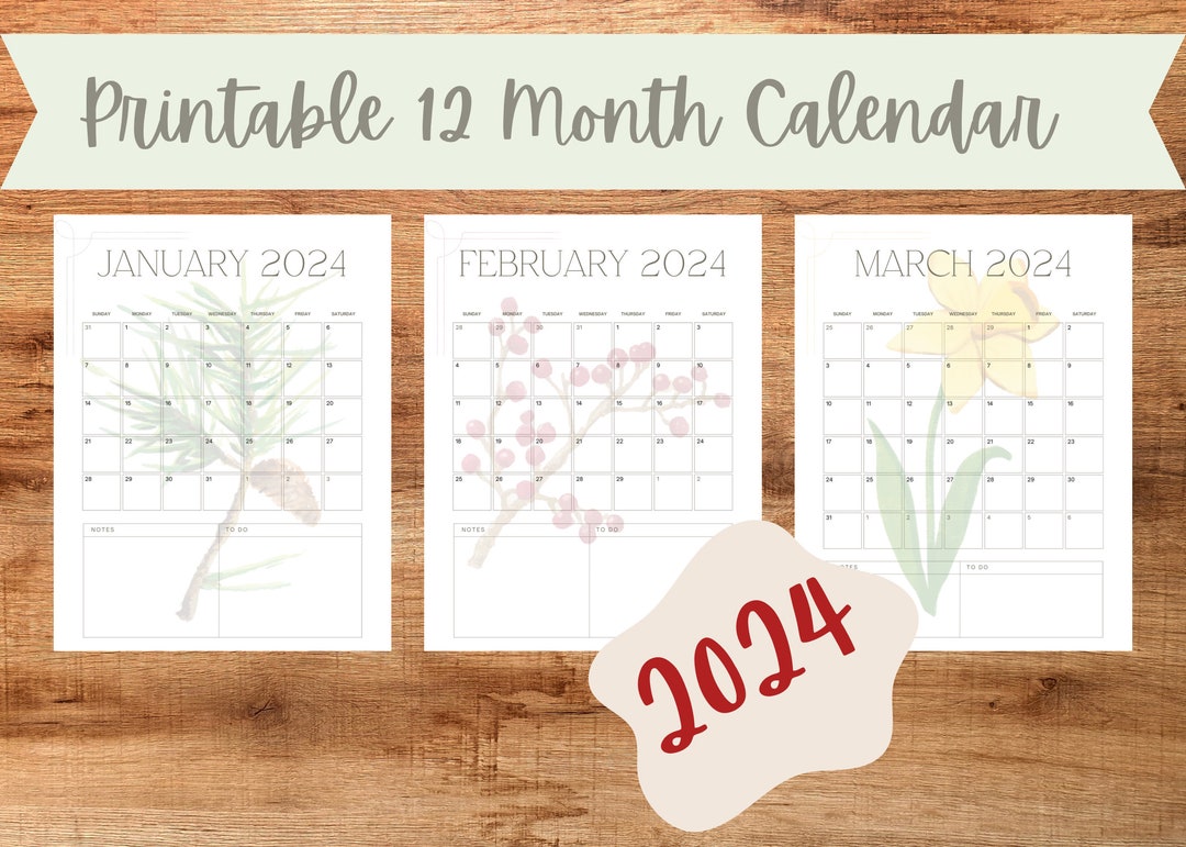 Nature Botanical 2024 Printable Calendar - Etsy