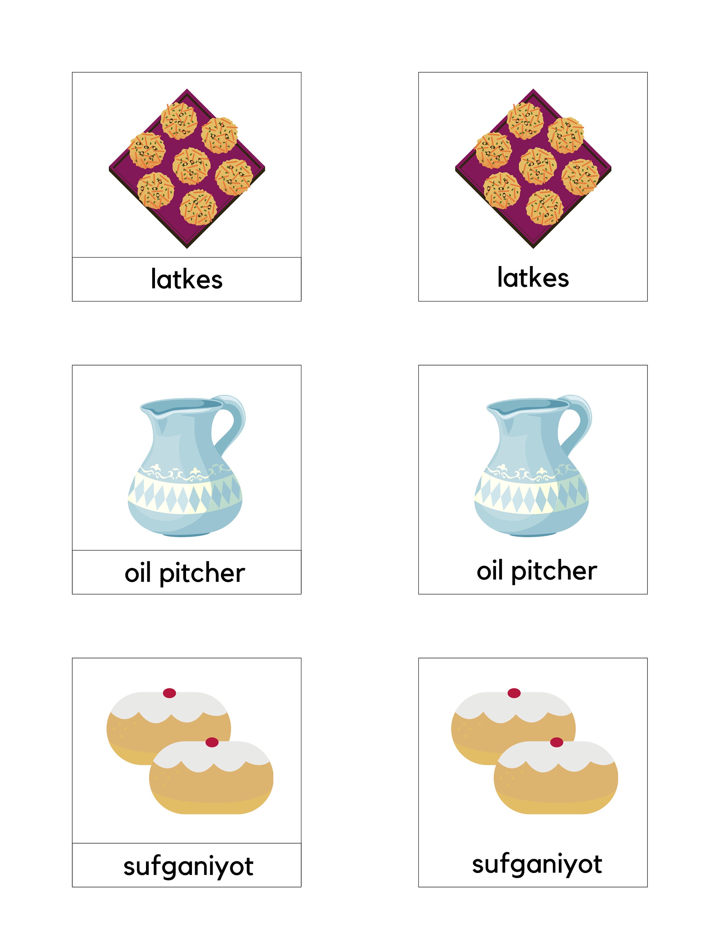 Hanukkah 3 Part Cards/ Montessori Printable - Etsy