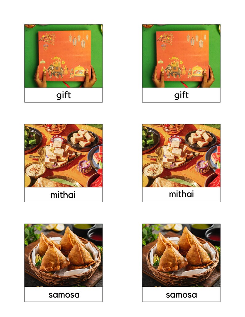 Montessori Diwali 3 Part Cards/ Printable Language Cards - Etsy