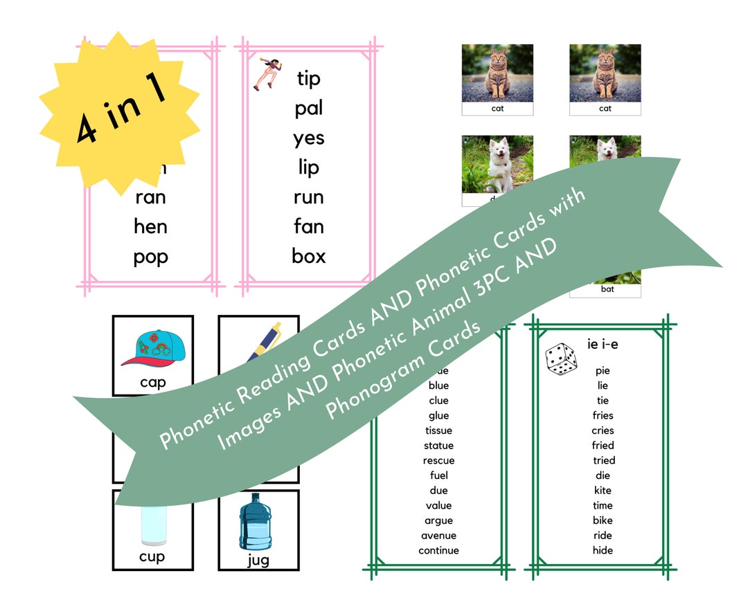 Montessori Language Bundle/phonetic and Phonogram Cards/4for1 - Etsy