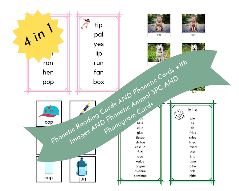 Montessori Language Bundle/phonetic and Phonogram Cards/4for1 - Etsy