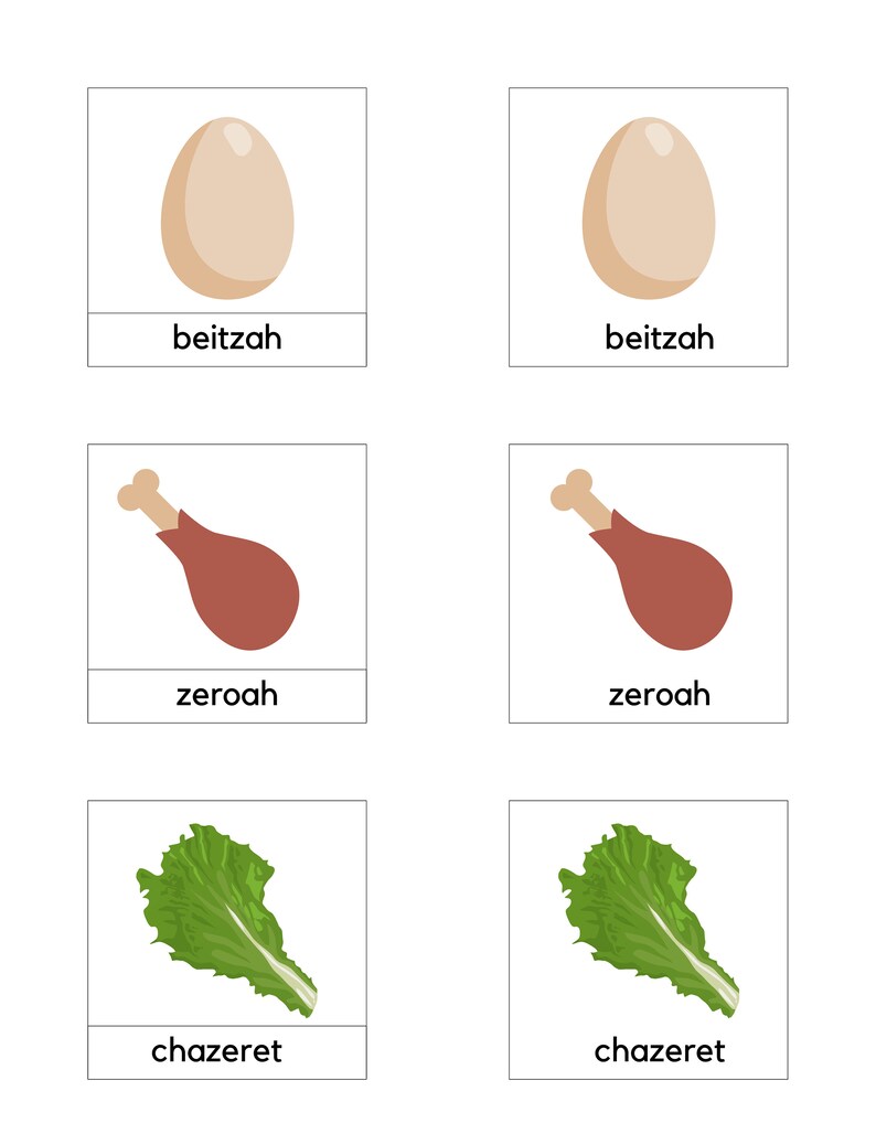 Passover 3 Part Cards/montessori Printable/seder Printable - Etsy