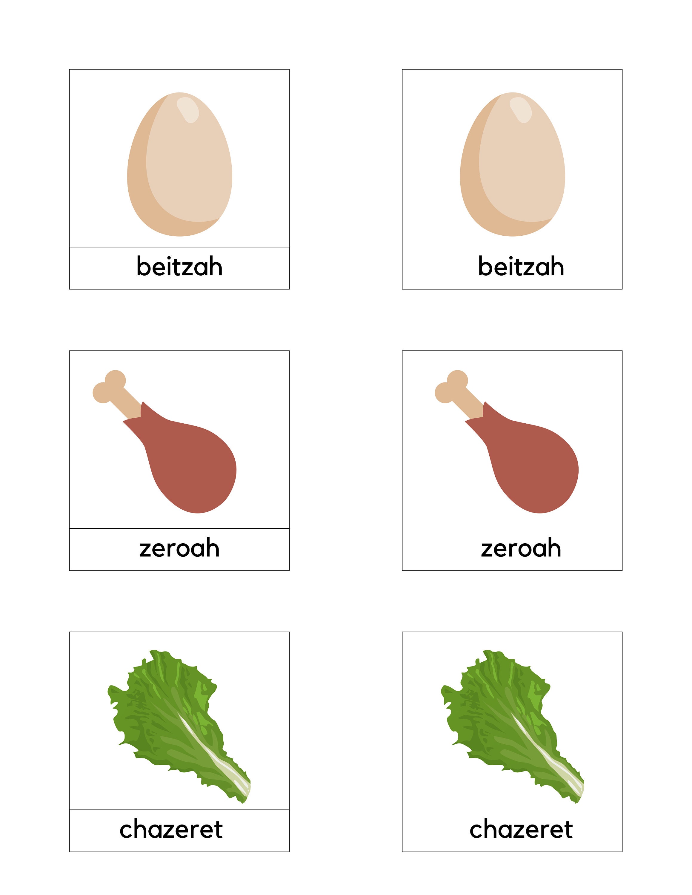 Passover 3 Part Cards/montessori Printable/seder Printable - Etsy
