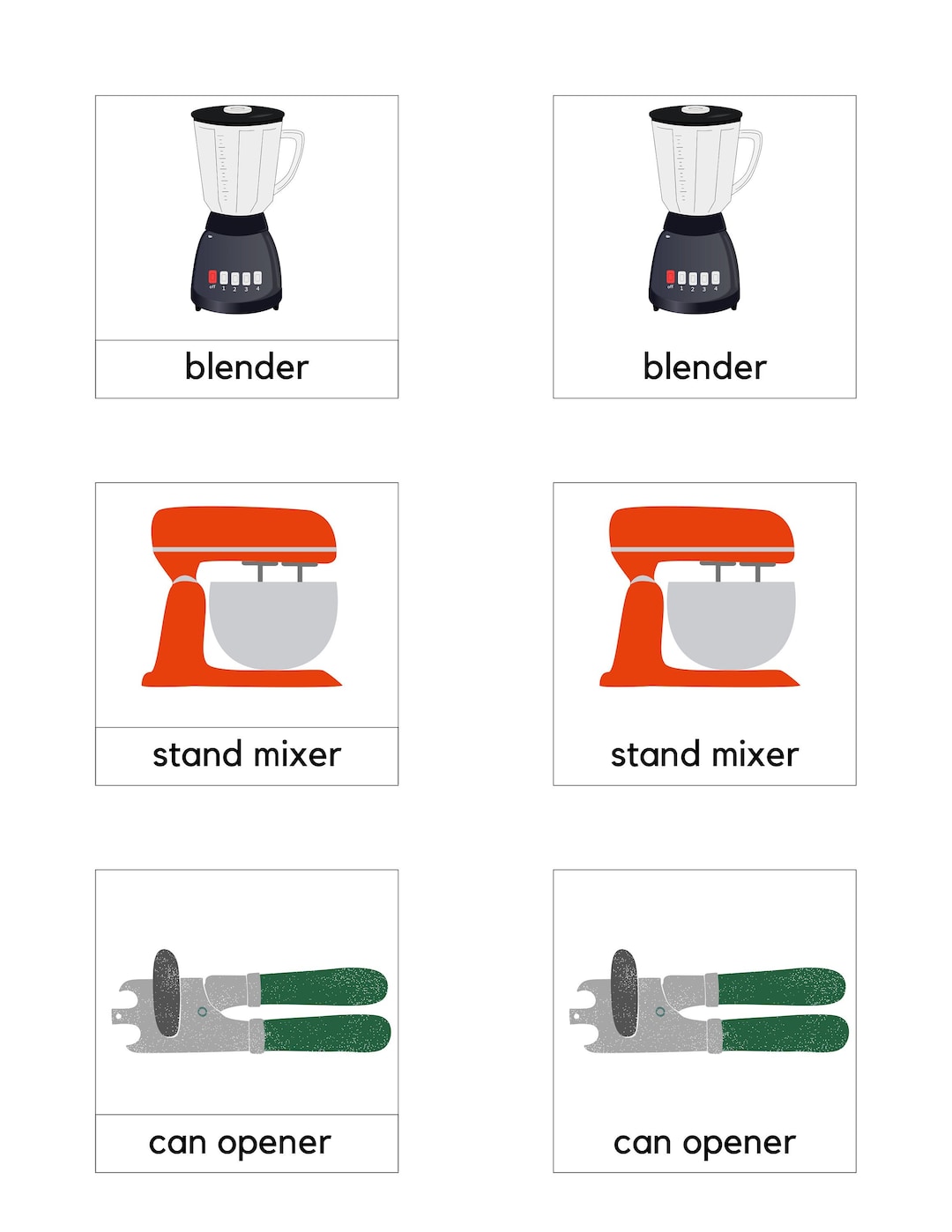 Kitchen Tools 3 Part Cards/montessori Printable - Etsy