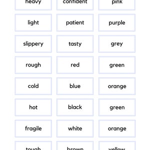 Montessori Adjective Game/printable Nouns and Adjectives - Etsy