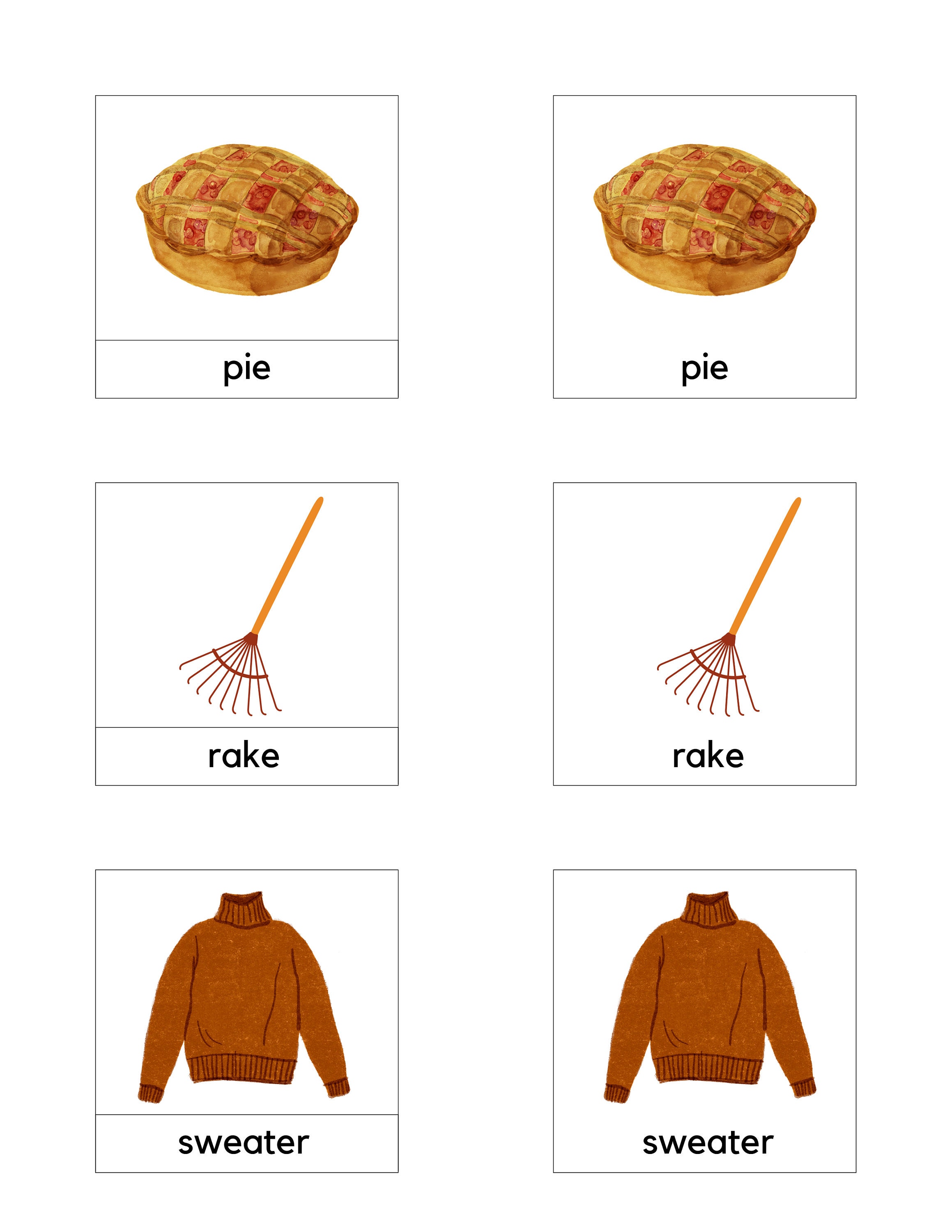 Montessori Fall 3 Part Cards/ Autumn Language Materials/ Printable - Etsy