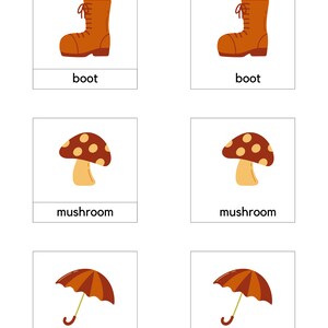 Montessori Fall 3 Part Cards/ Autumn Language Materials/ Printable - Etsy
