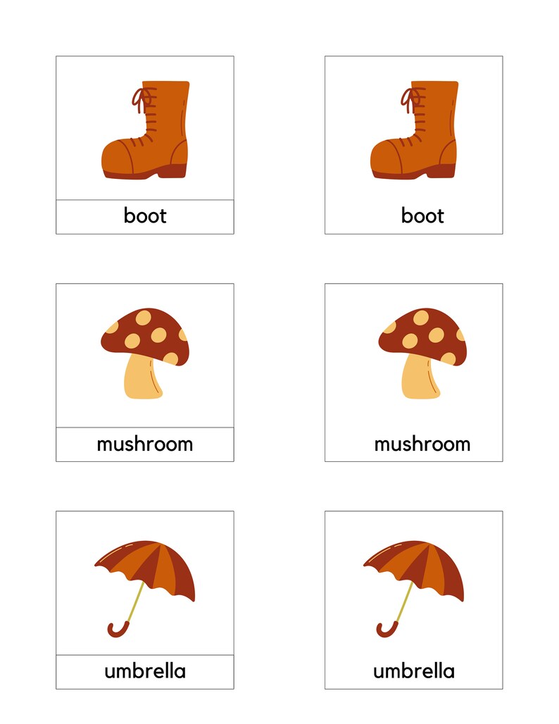 Montessori Fall 3 Part Cards/ Autumn Language Materials/ Printable - Etsy