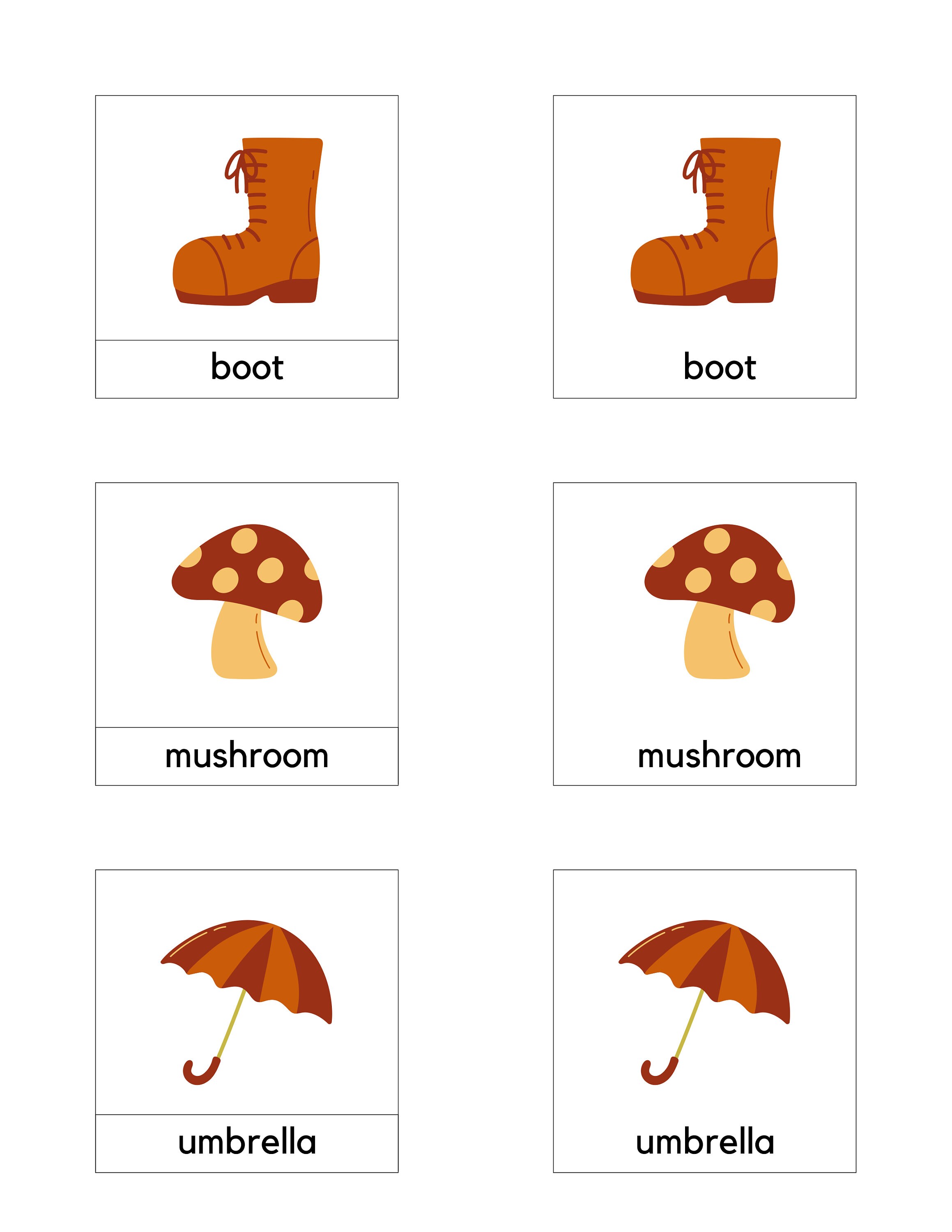 Montessori Fall 3 Part Cards/ Autumn Language Materials/ Printable - Etsy