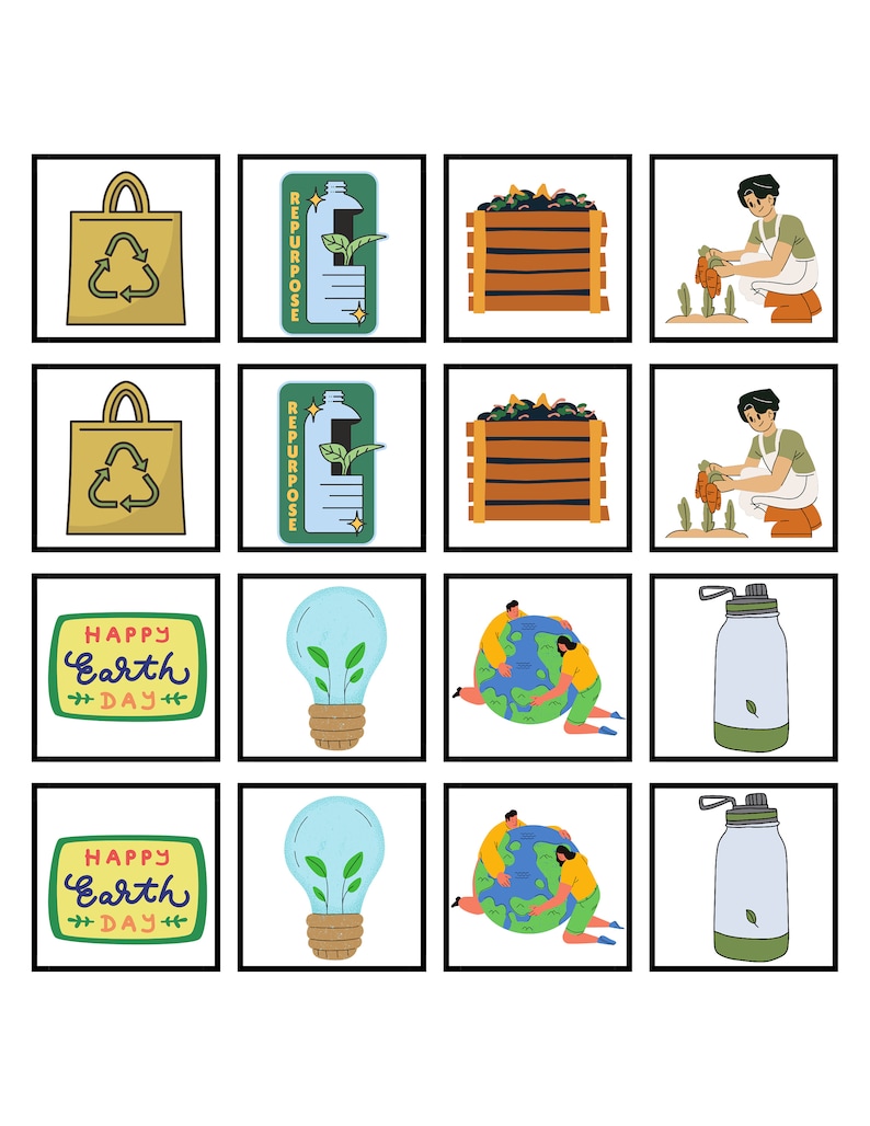 Earth Day Memory/matching Game/printable Earth Day Activity - Etsy