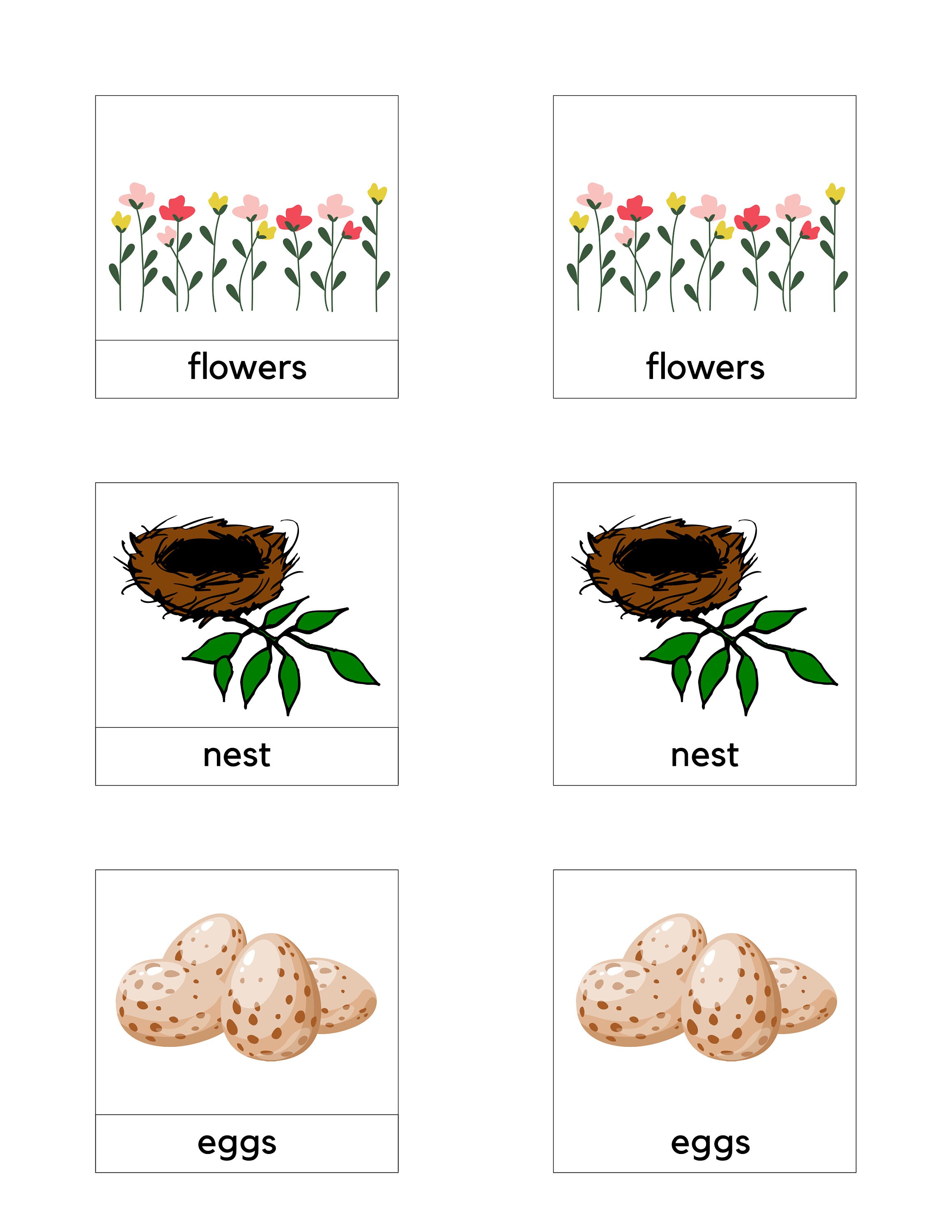 Montessori Spring 3 Part Cards/montessori Spring Printable - Etsy