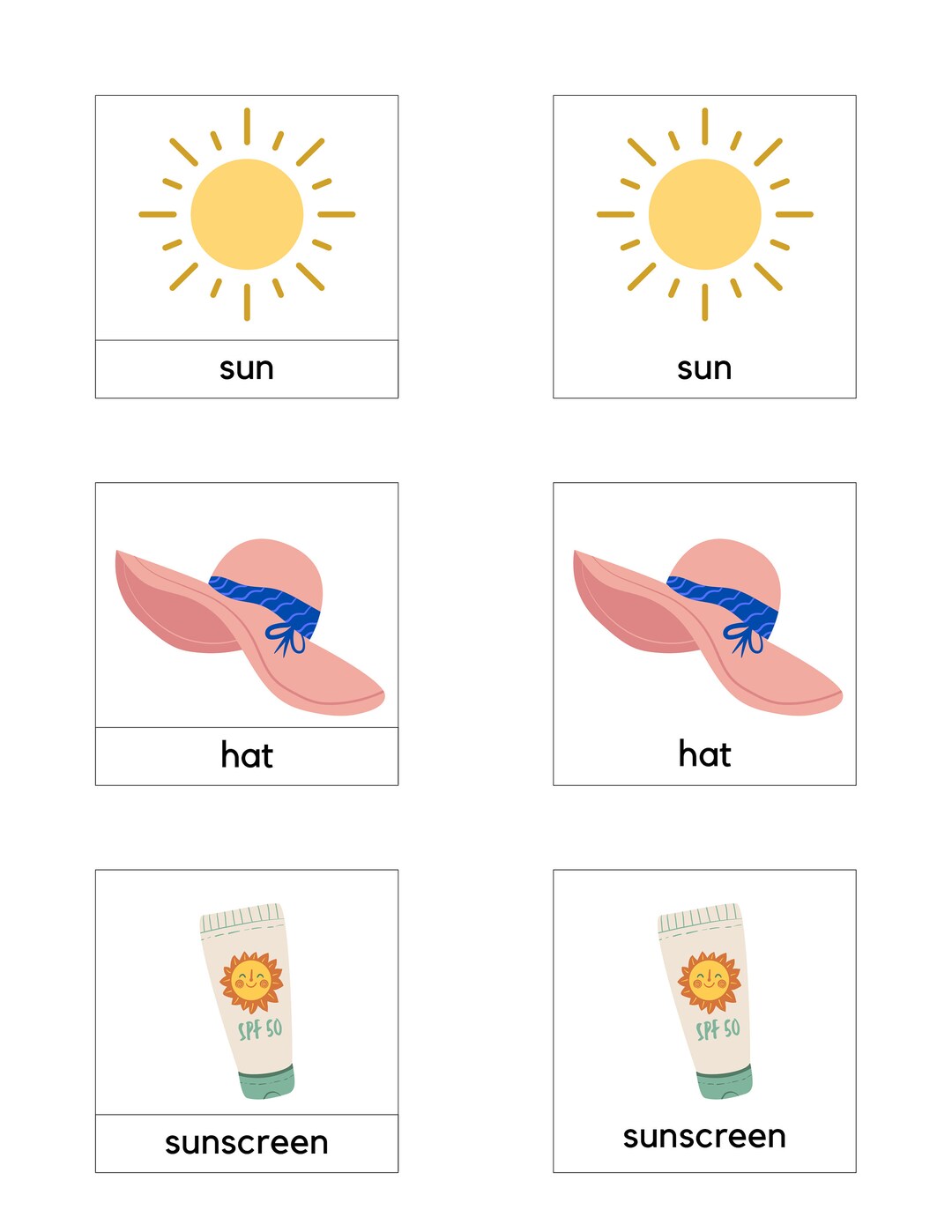 Beach 3 Part Cards/montessori Printable/summer - Etsy