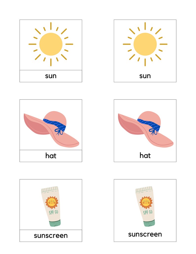 Beach 3 Part Cards/montessori Printable/summer - Etsy