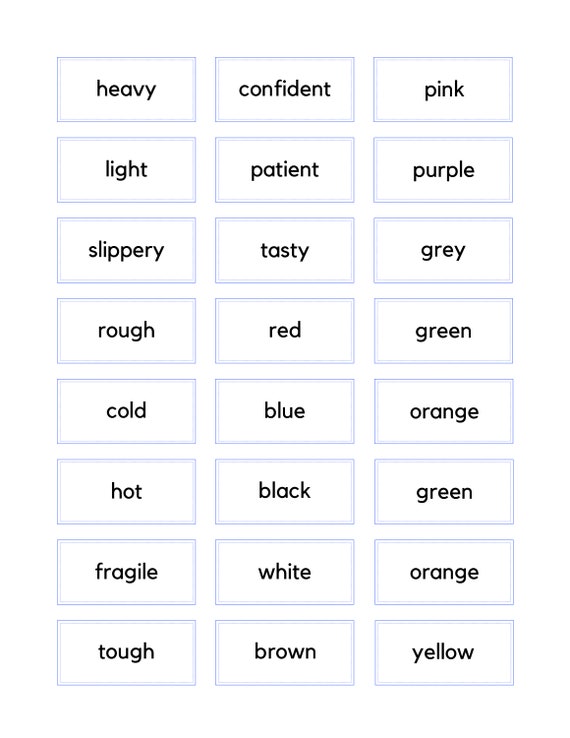 Adjective Picture Cards
