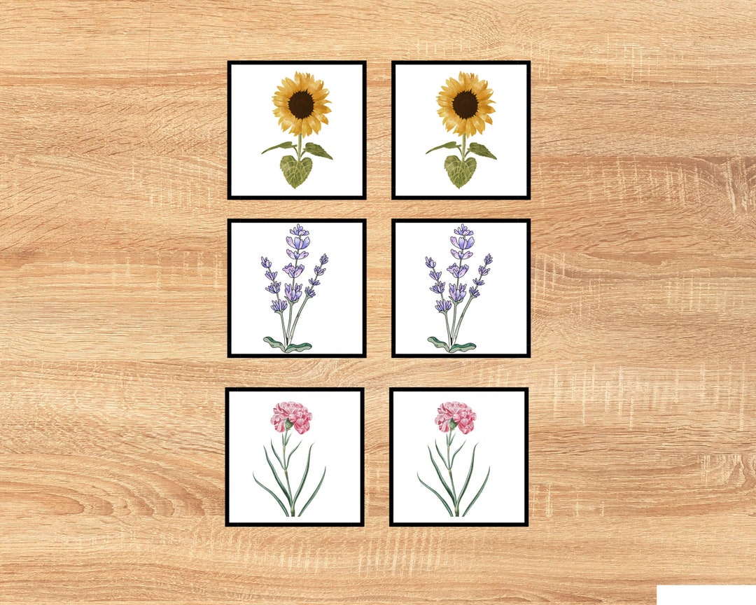 Flower Memory Game/printable Matching Flowers - Etsy