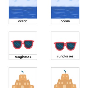 Beach 3 Part Cards/montessori Printable/summer - Etsy