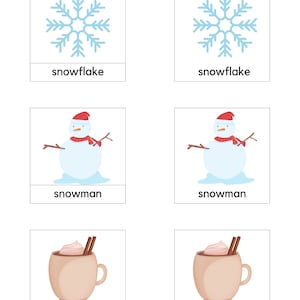 Montessori Snow Day 3 Part Cards/winter Printable/montessori Cards - Etsy