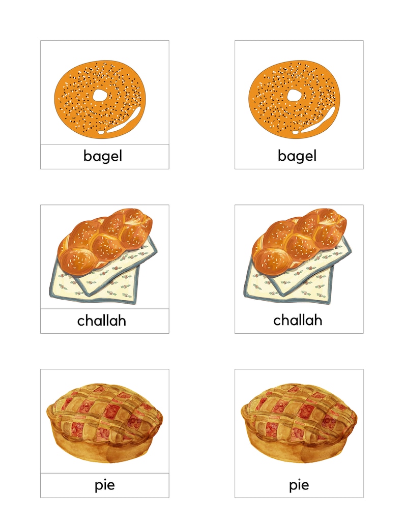 Montessori 3 Part Cards of Baked Goods/montessori Printable/montessori ...