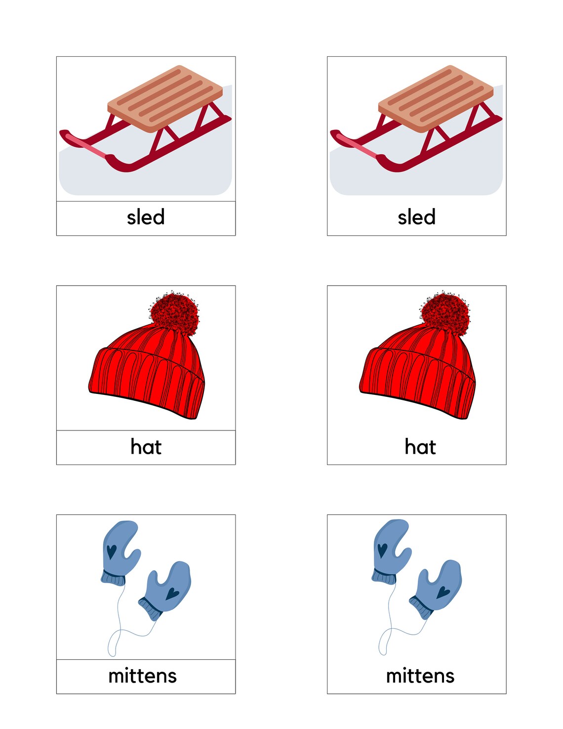 Montessori Snow Day 3 Part Cards/winter Printable/montessori Cards - Etsy