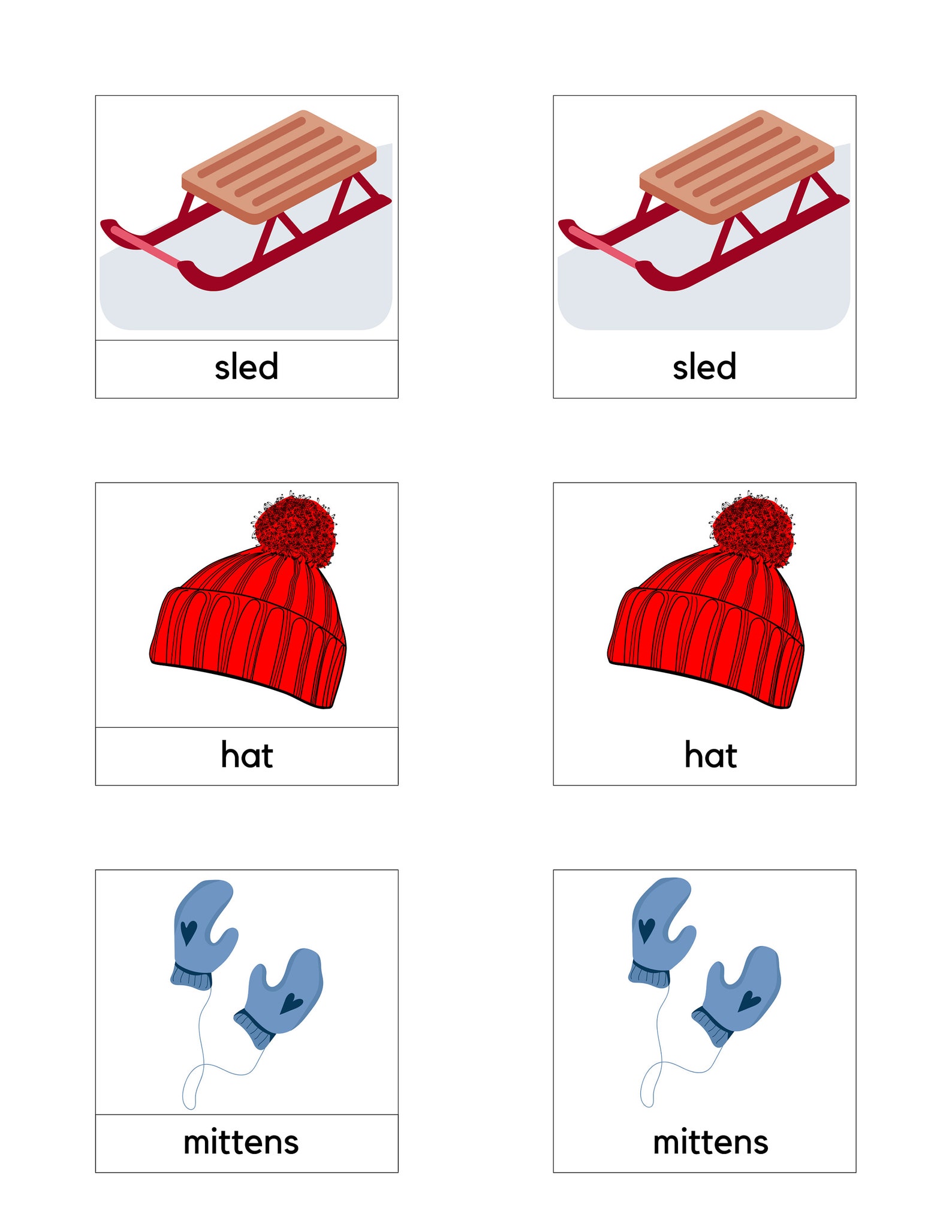 Montessori Snow Day 3 Part Cards/winter Printable/montessori Cards - Etsy