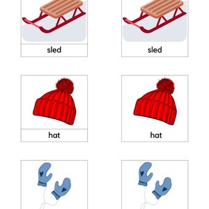 Montessori Snow Day 3 Part Cards/winter Printable/montessori Cards - Etsy