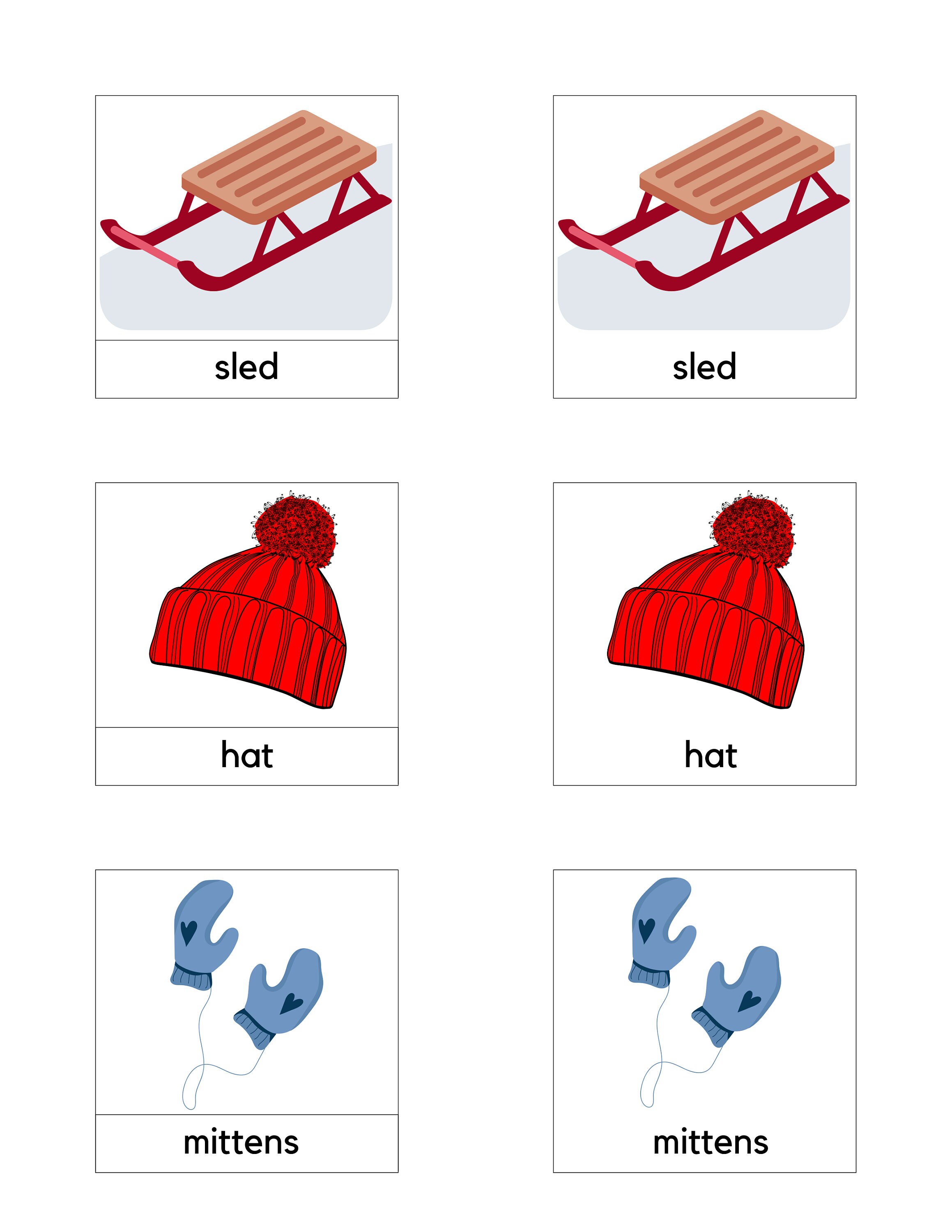 Montessori Snow Day 3 Part Cards/winter Printable/montessori Cards - Etsy