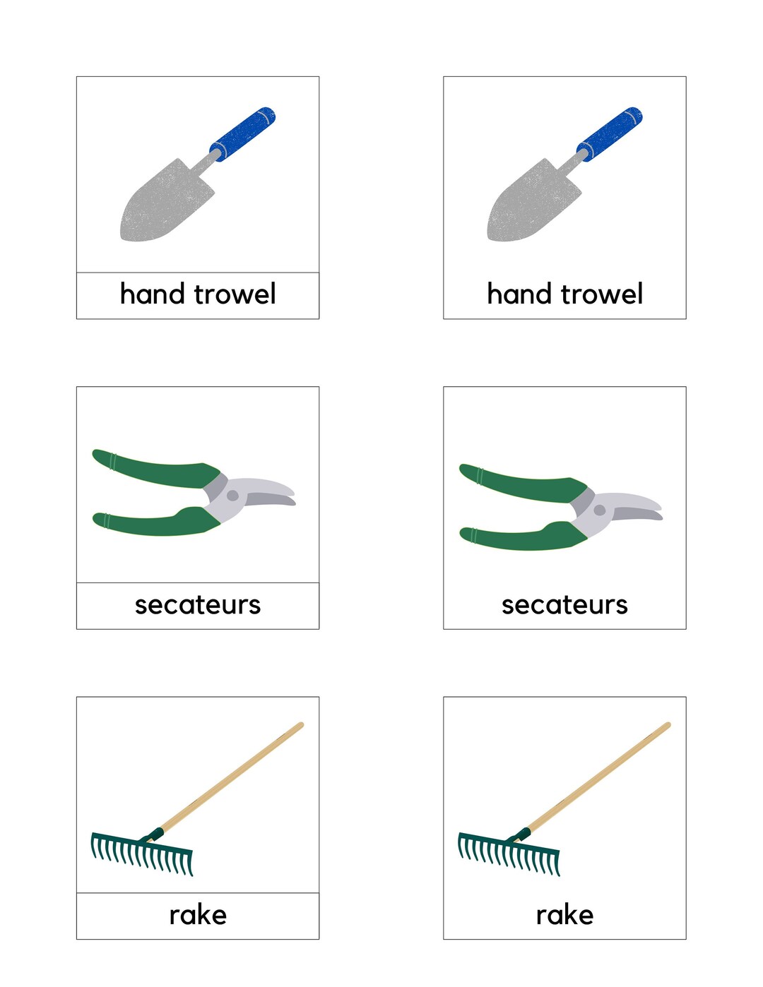 Garden Tools Montessori 3PC/ Printable/ Spring Unit - Etsy