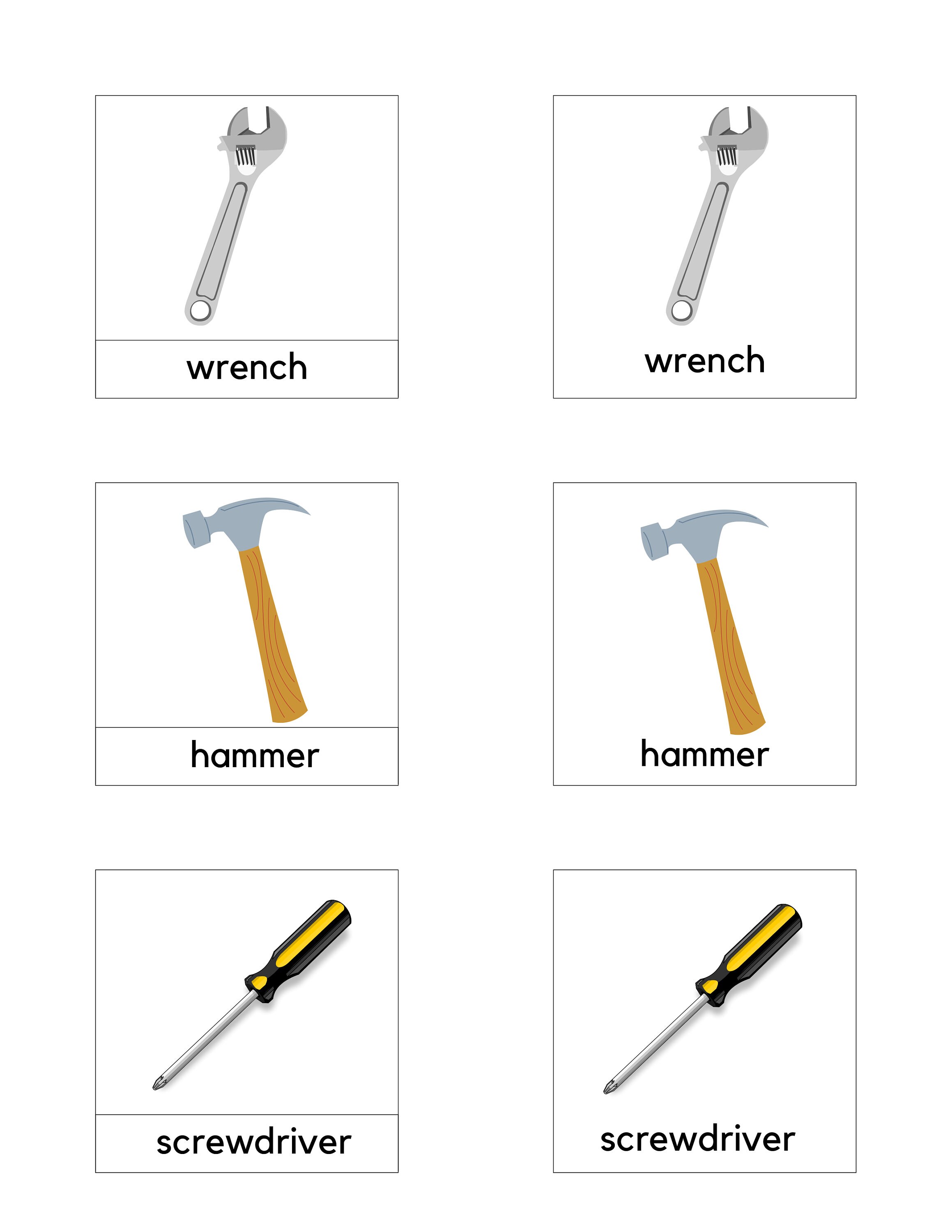 Tool Nomenclature Cards/montessori Classified Cards/printable - Etsy