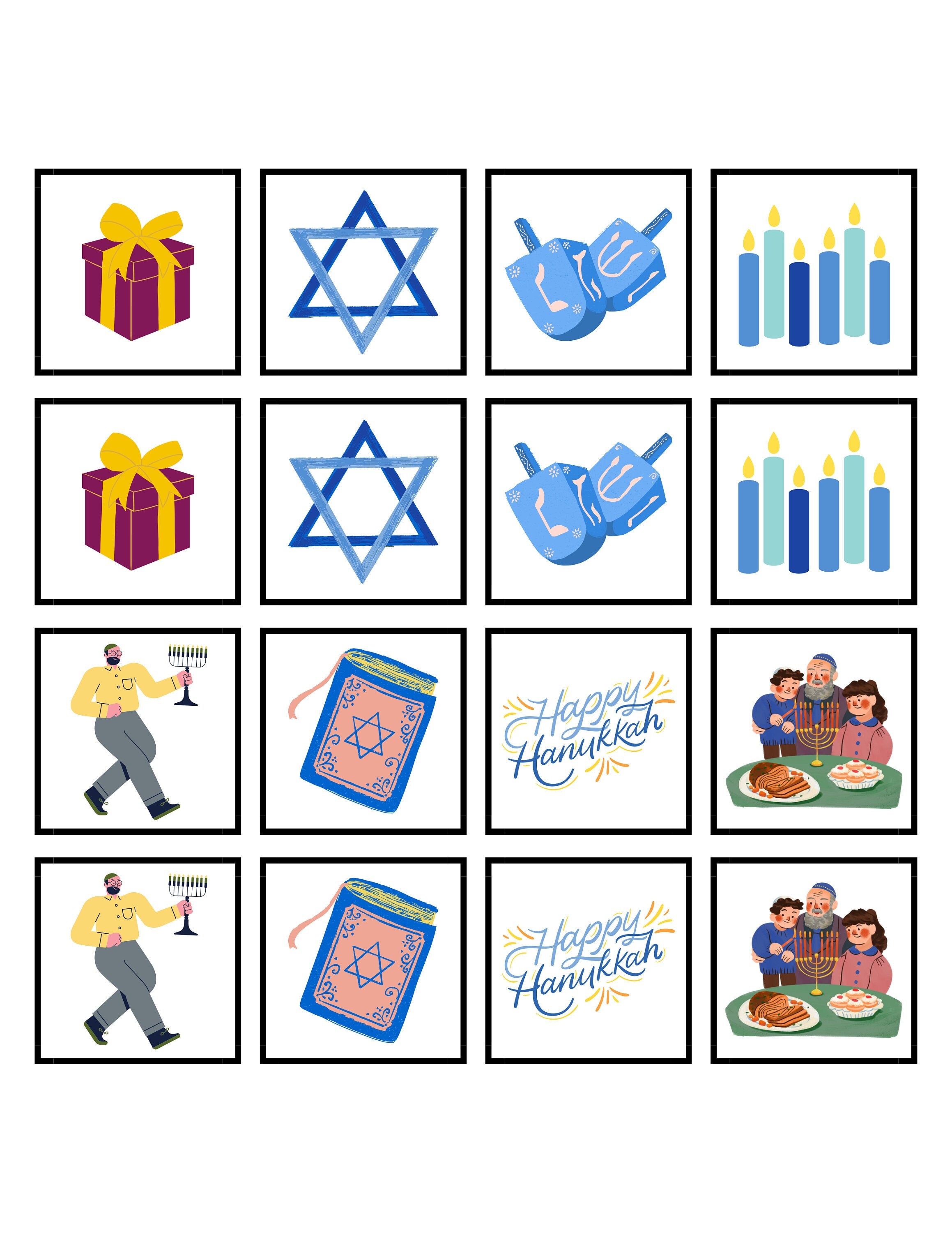 Hanukkah Memory Game/matching Game/printable - Etsy