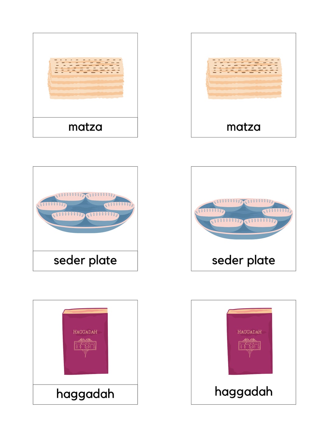 Passover 3 Part Cards/montessori Printable/seder Printable - Etsy