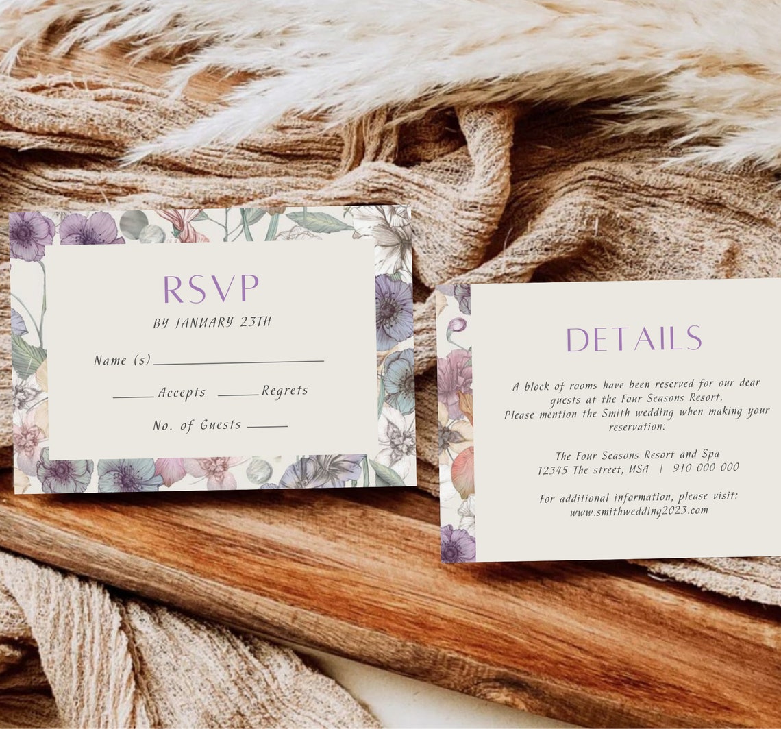 Botanic Wedding Invitation Art Deco Wedding Invitation Flower Wedding ...