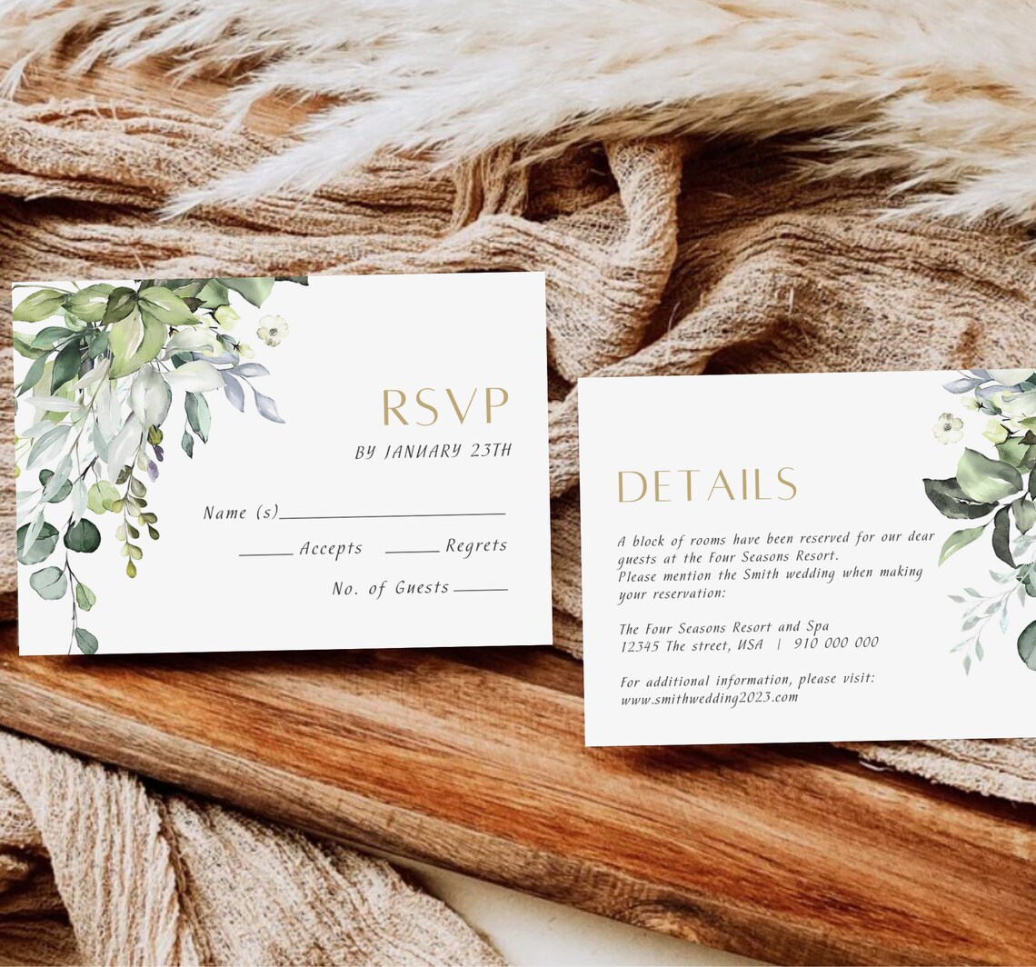 Greenery Wedding Invitation Template | Wedding Invite | Plants Wedding ...
