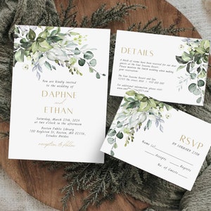 Greenery Wedding Invitation Template | Wedding Invite | Plants Wedding ...