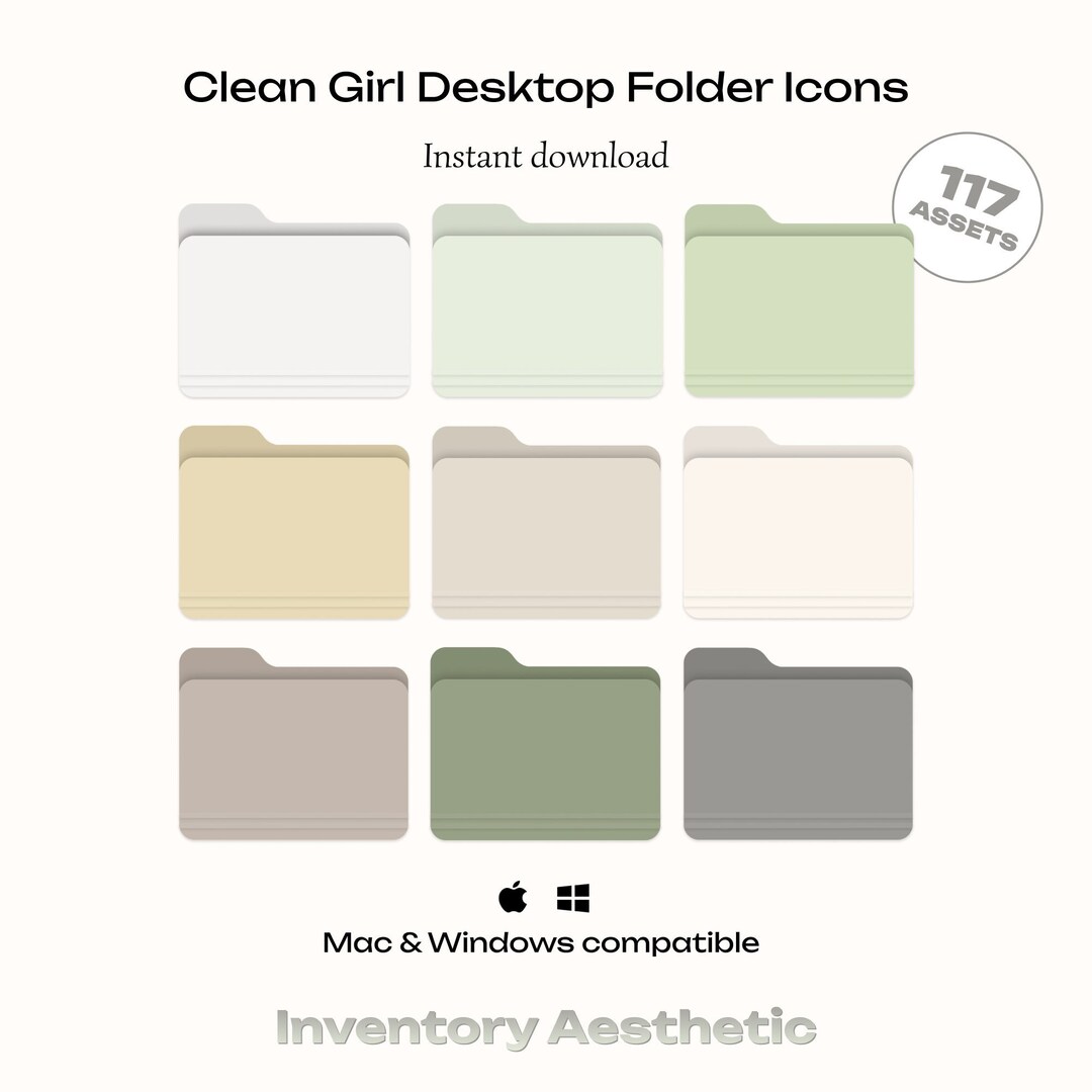 Clean Girl Folder Icons 117 Assets, Aesthetic Trending Desktop ...